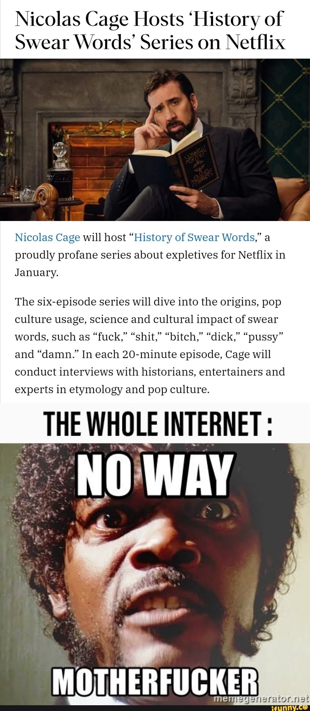 Nicolas Cage Hosts 'History of Swear Words' Series on Netflix Nicolas ...