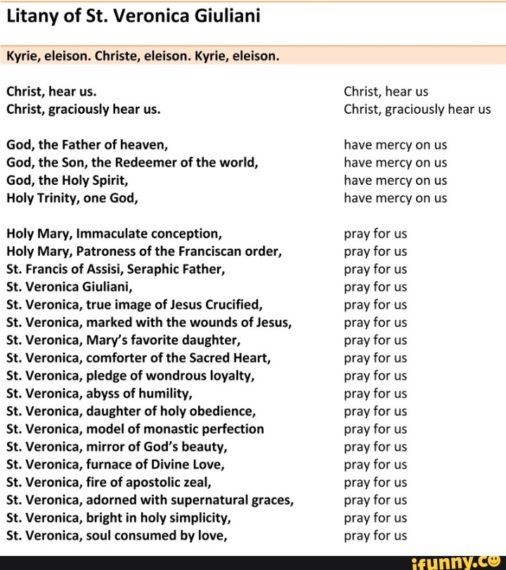 Litany of St. Veronica Giuliani Kyrie, eleison. Christe, eleison. Kyrie ...