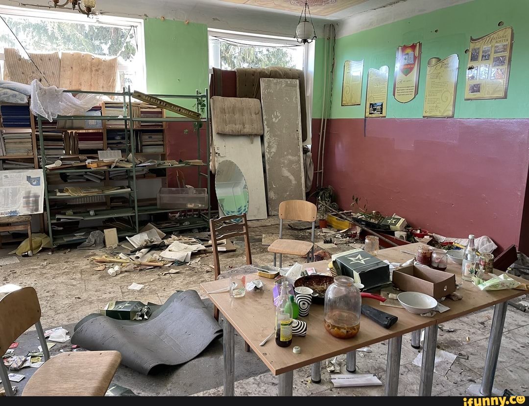 Every classroom was smashed up and littered with discarded food, ration ...