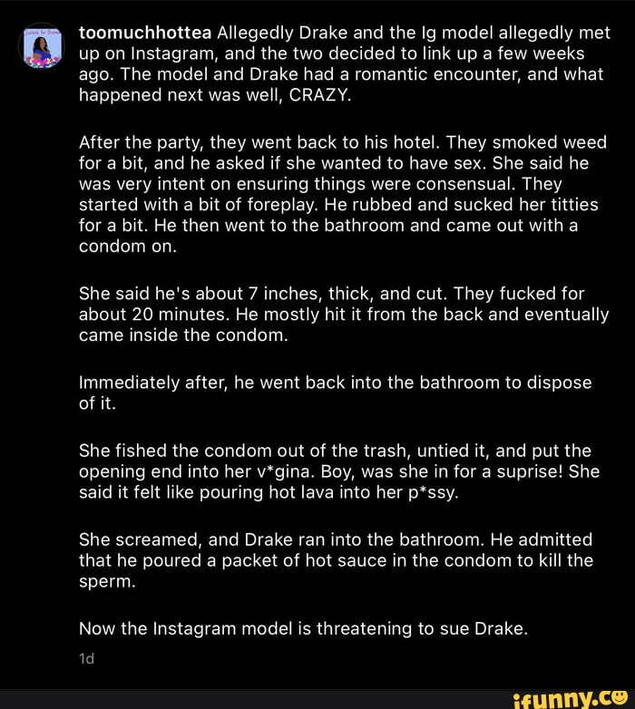 Toomuchhottea Allegedly Drake and the Ig model allegedly met up on ...