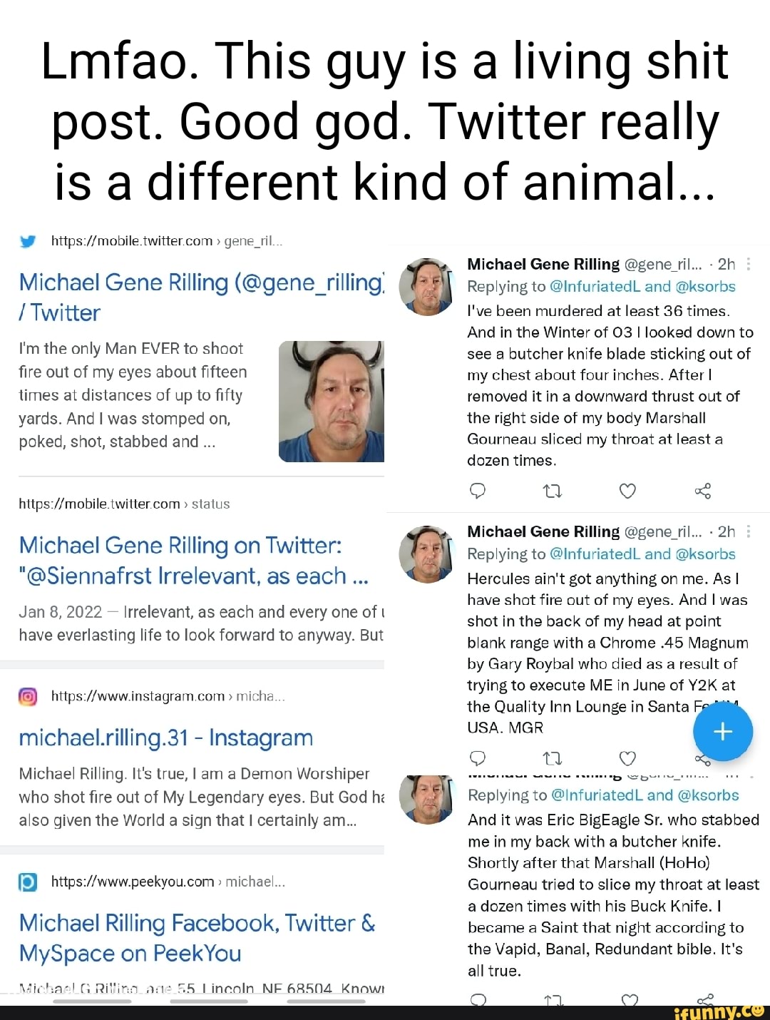 Lmfao. This guy is a living shit post. Good god. Twitter really is a ...