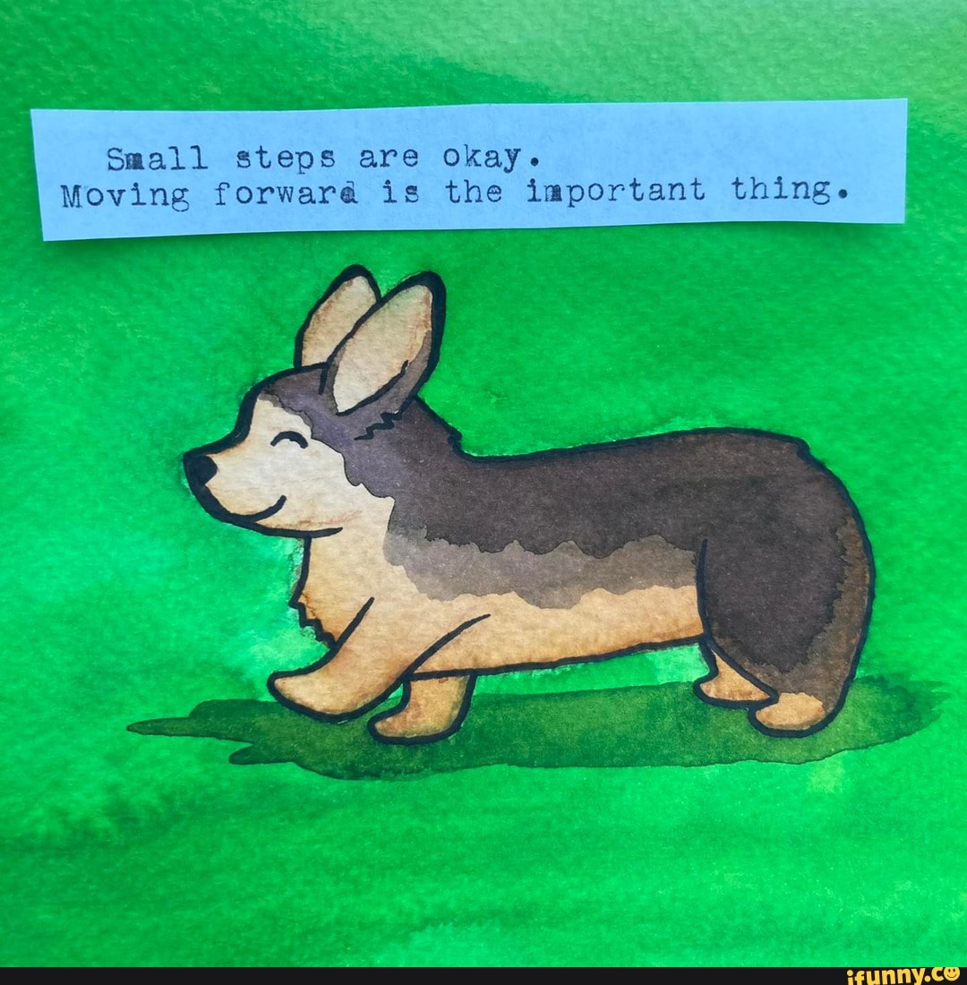 Small steps are okay. Moving forward is the important thing. - iFunny