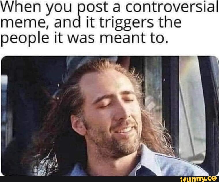 When you post a controversial meme, and it triggers the people it was ...