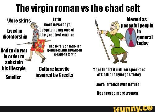 The virgin roman vs the chad celt Wore skirts latin Viewed as dead ...