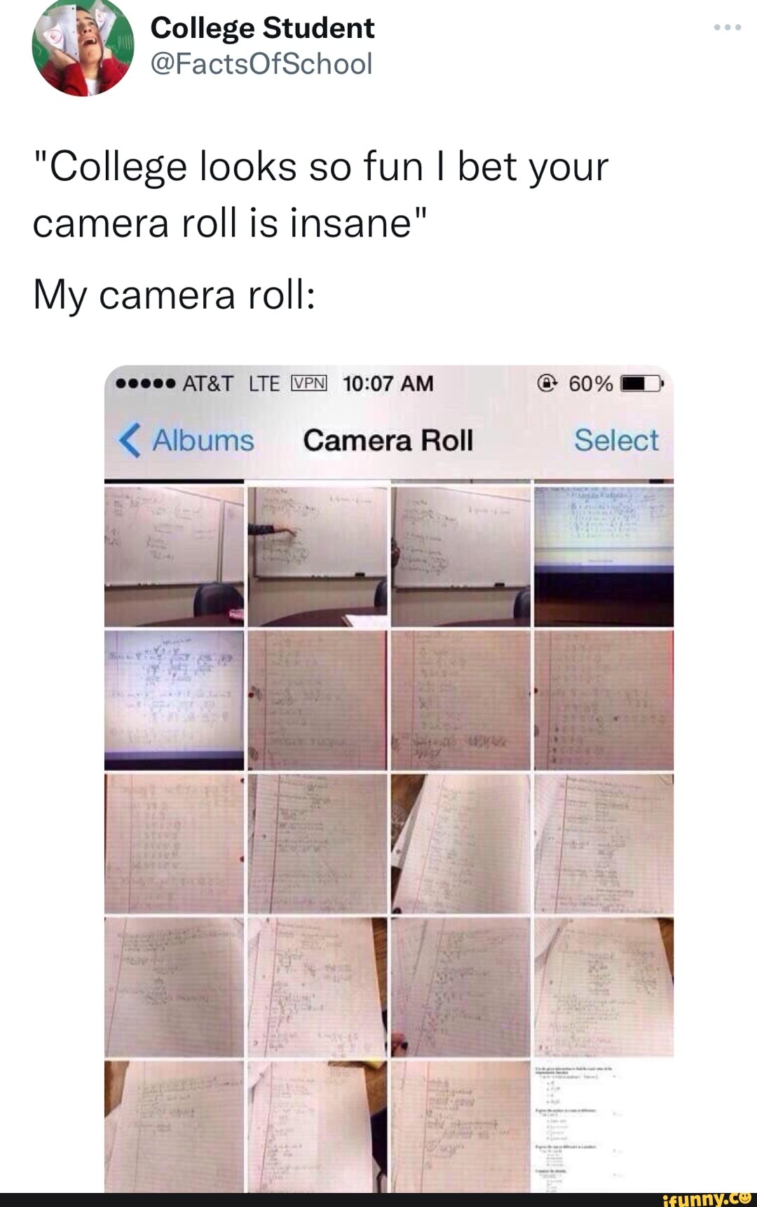 College Student @FactsOfSchool "College looks so fun I bet your camera ...
