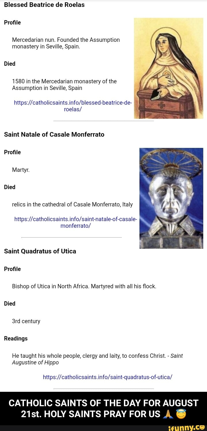 Blessed Beatrice de Roelas Profile Mercedarian nun. Founded the ...