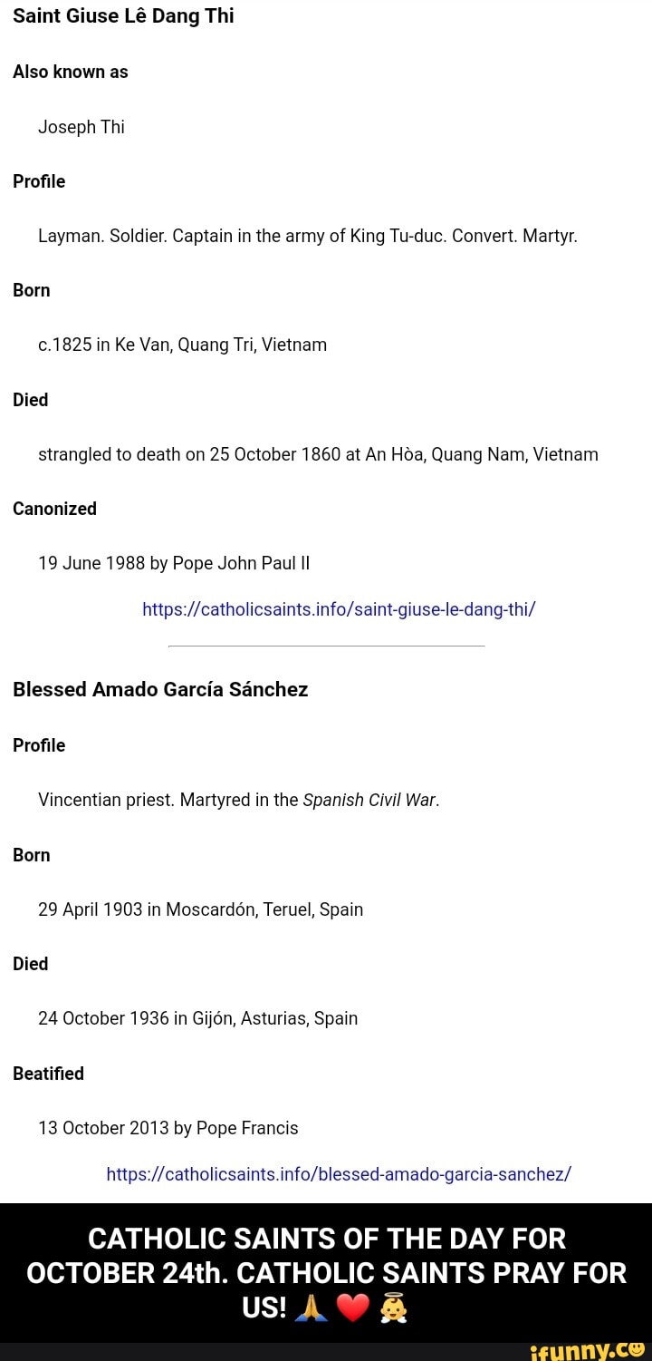 Saint Giuse Le Dang Thi Also known as Joseph Thi Profile Layman ...