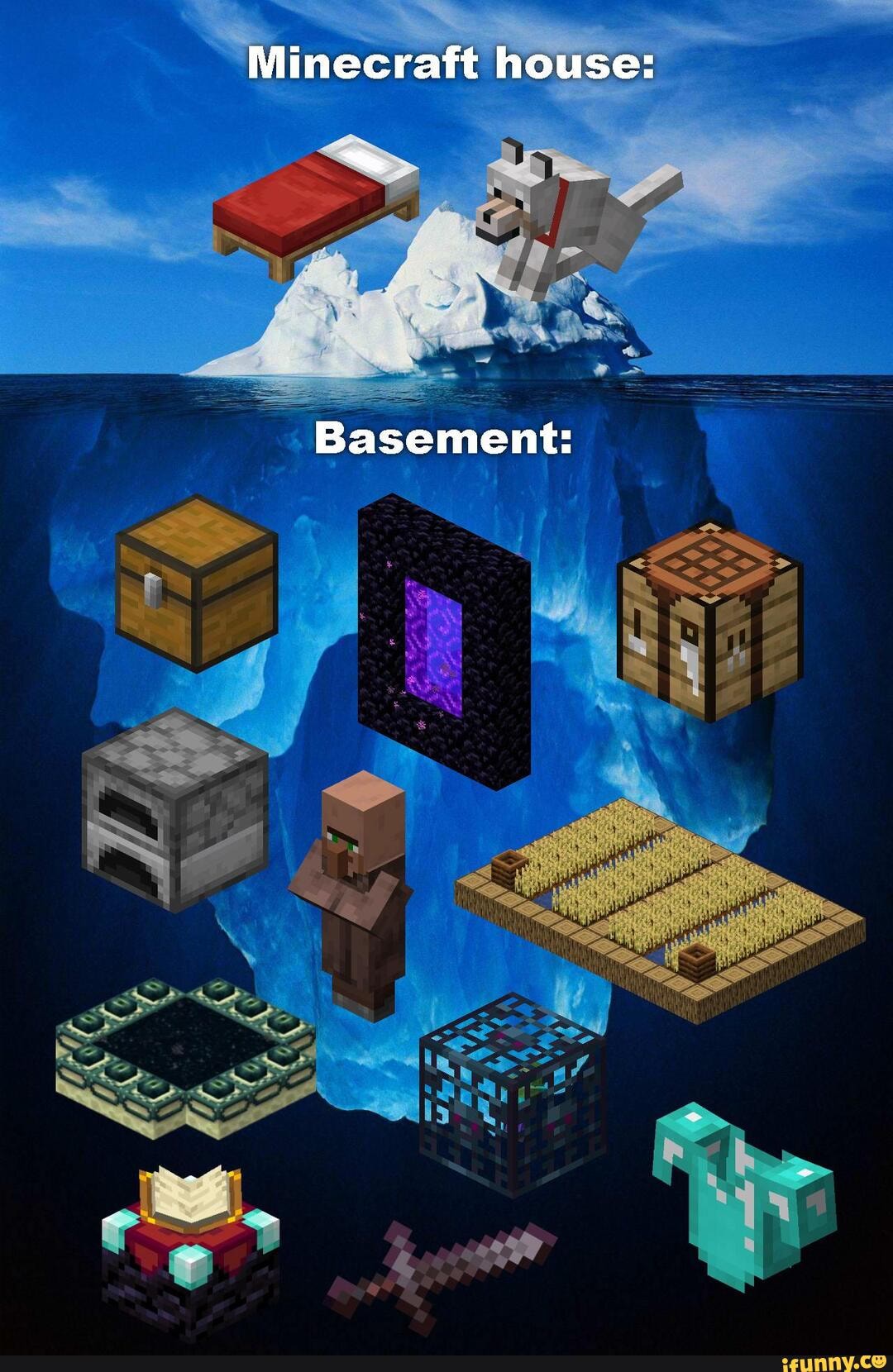 Minecraft house: Basement: - iFunny