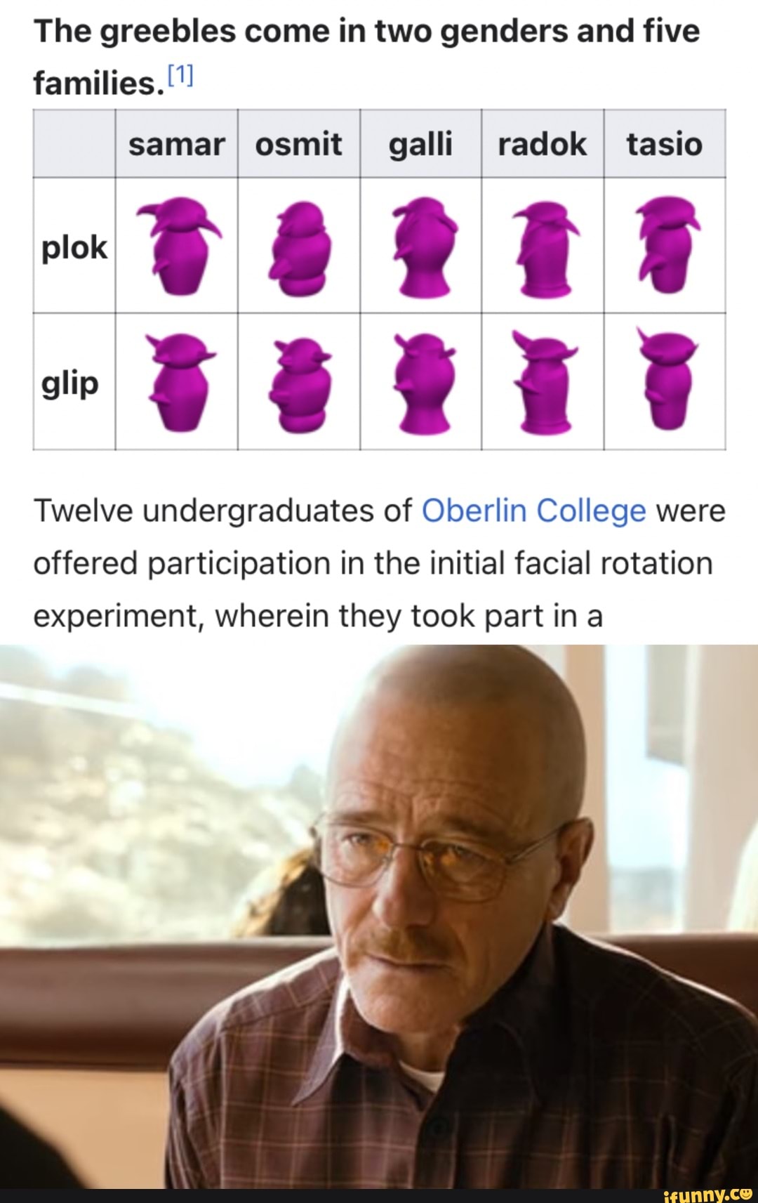 The greebles come in two genders and five families. samar osmit galli ...