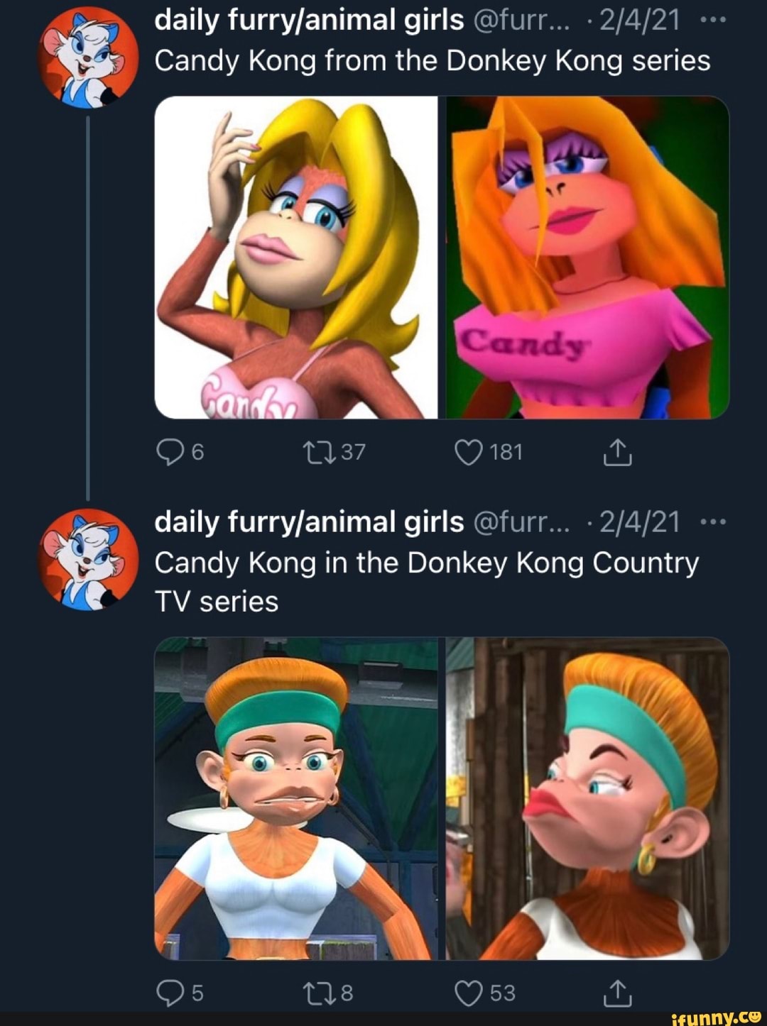 Daily girls @furr... Candy Kong from the Donkey Kong series ZN 181 ...