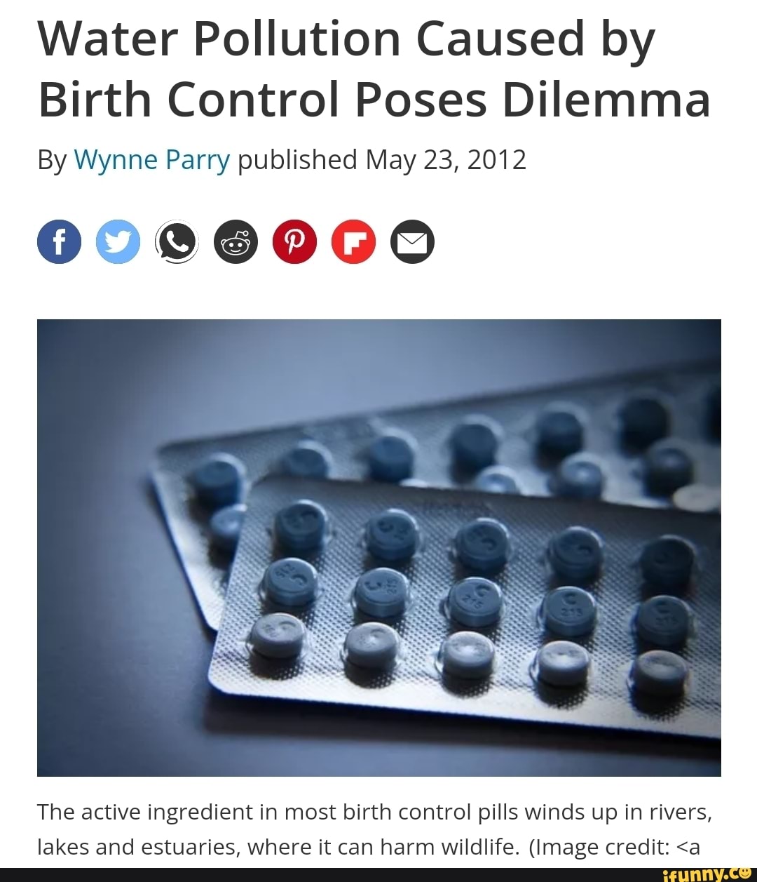 Water Pollution Caused by Birth Control Poses Dilemma By Wynne Parry ...