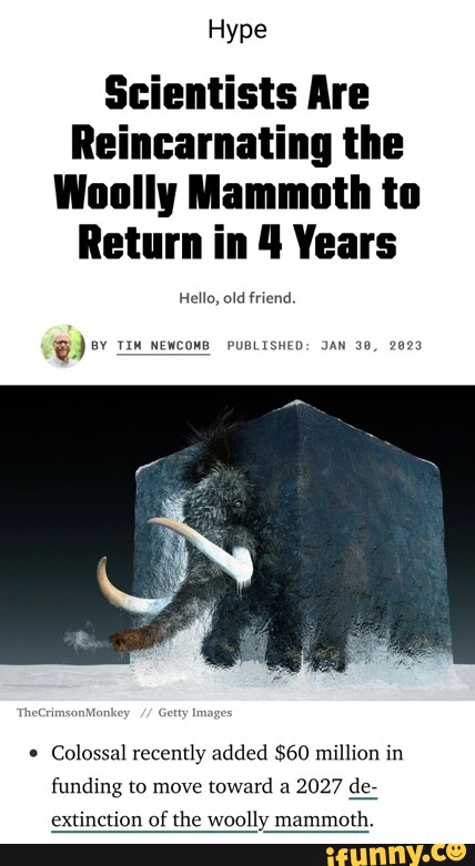 Hype Scientists Are Reincarnating the Woolly Mammoth to Return in 4 ...