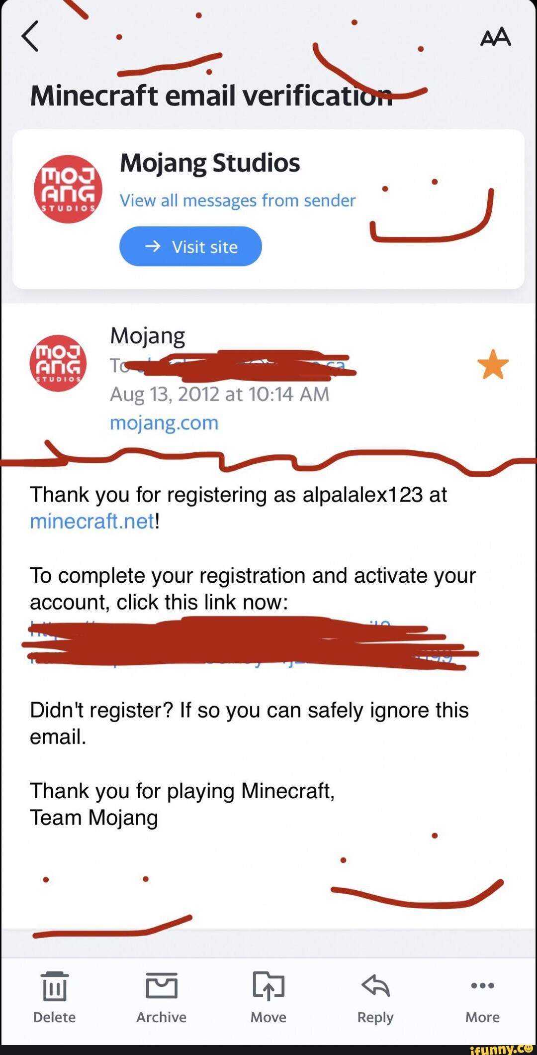 Minecraft email verification- Goo Mojang Studios IG View all messages ...