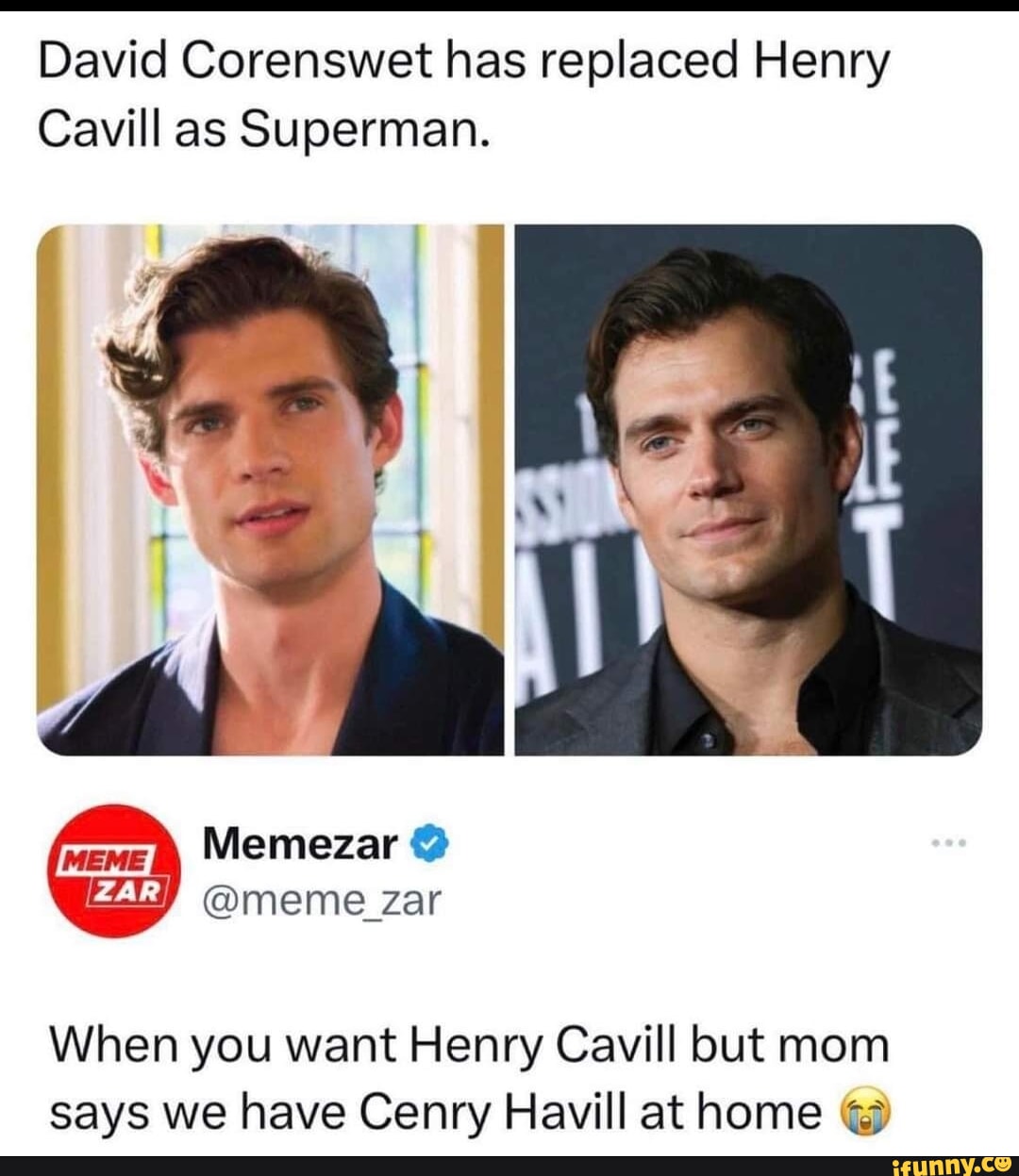 David Corenswet has replaced Henry Cavill as Superman. Memezar [ZAR ...