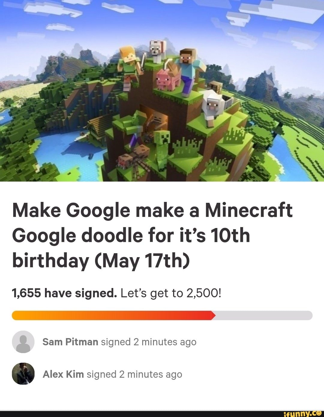 Make Google make a Minecraft Google doodle for it’s 10th birthday (May ...
