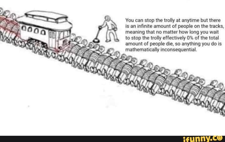 You can stop the trolly at anytime but there is an infinite amount of ...