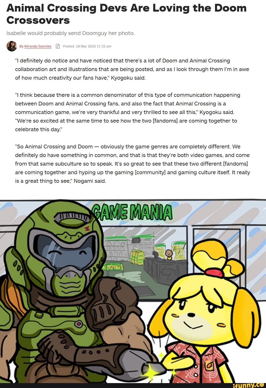 Animal Crossing Devs Are Loving the Doom Crossovers Isabelle would ...