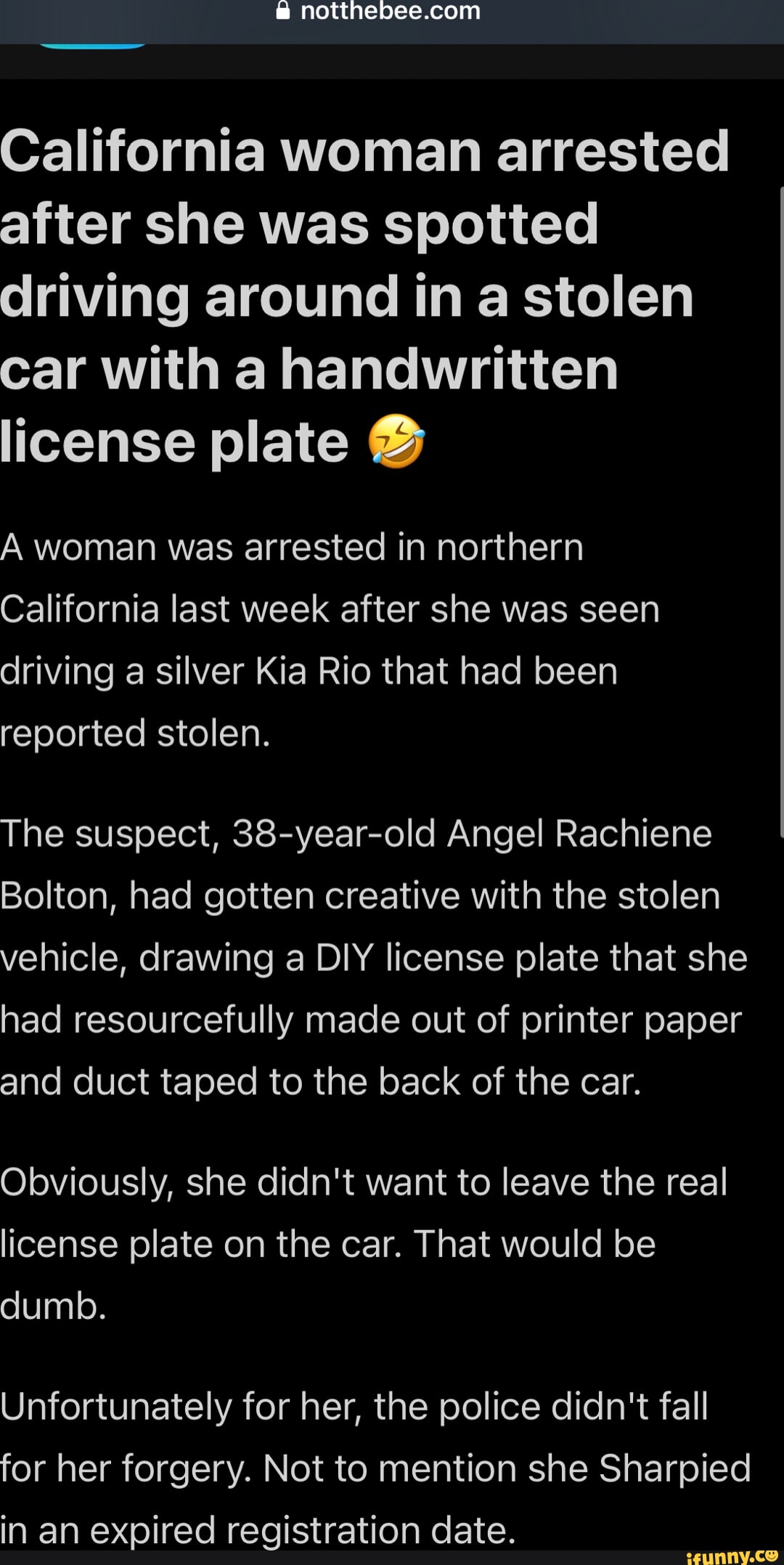 California woman arrested after she was spotted driving around in a ...