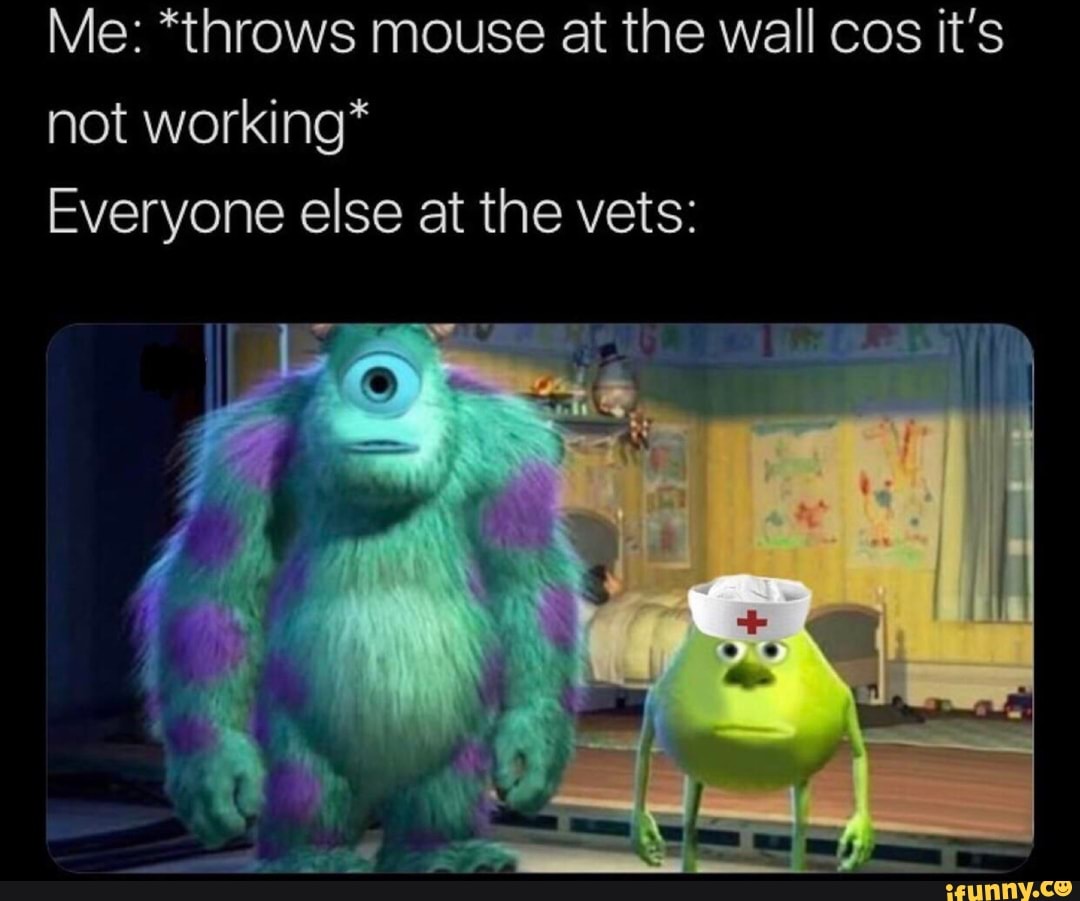 Me: *throws mouse at the wall cos it’s not working* Everyone else at ...