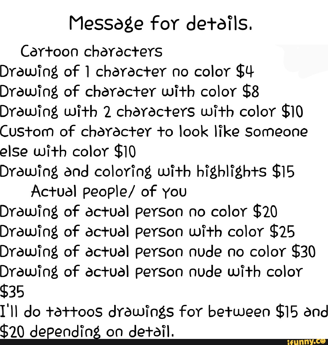 Message for details. Cartoon cherecters Drawing of 1 character no color ...