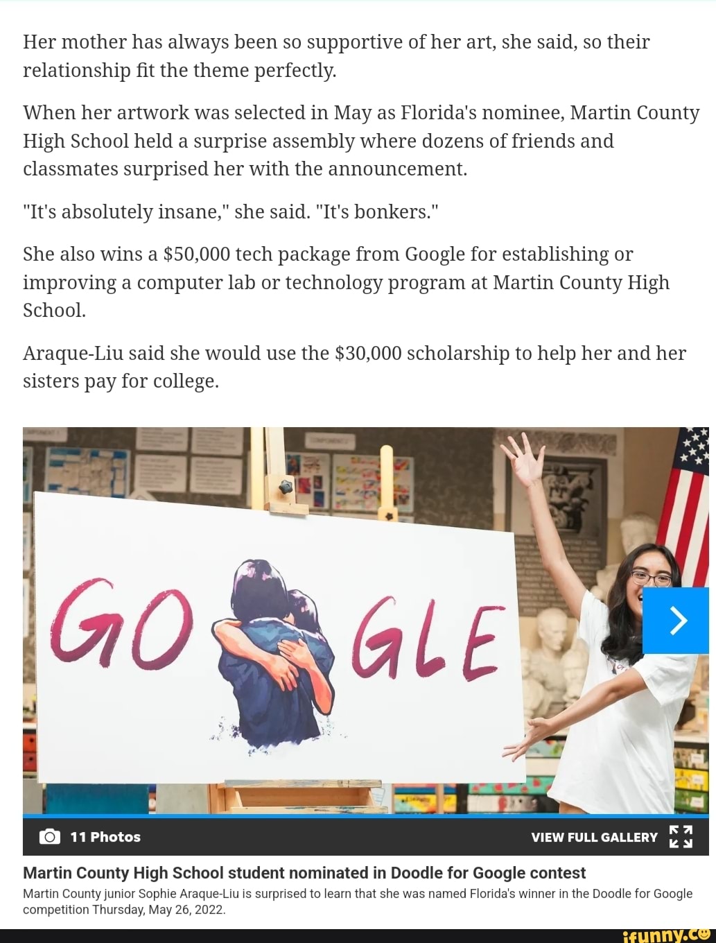 Florida high school student wins Google Doodle contest by showcasing ...