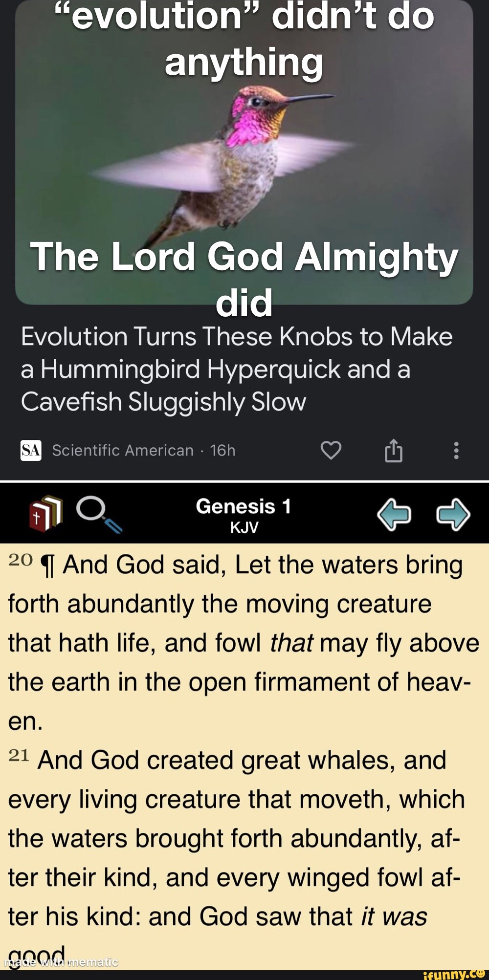 "evolution" didn't do anything The Lord God Almighty did Evolution ...