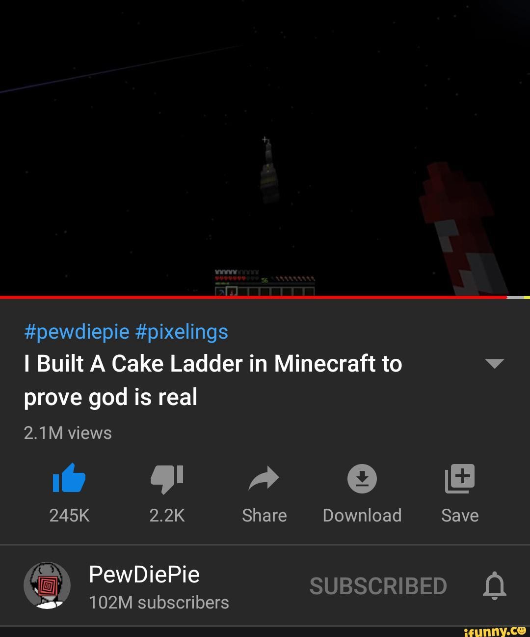 #pewdiepie #pixelings l Built A Cake Ladder in Minecraft to v prove god ...