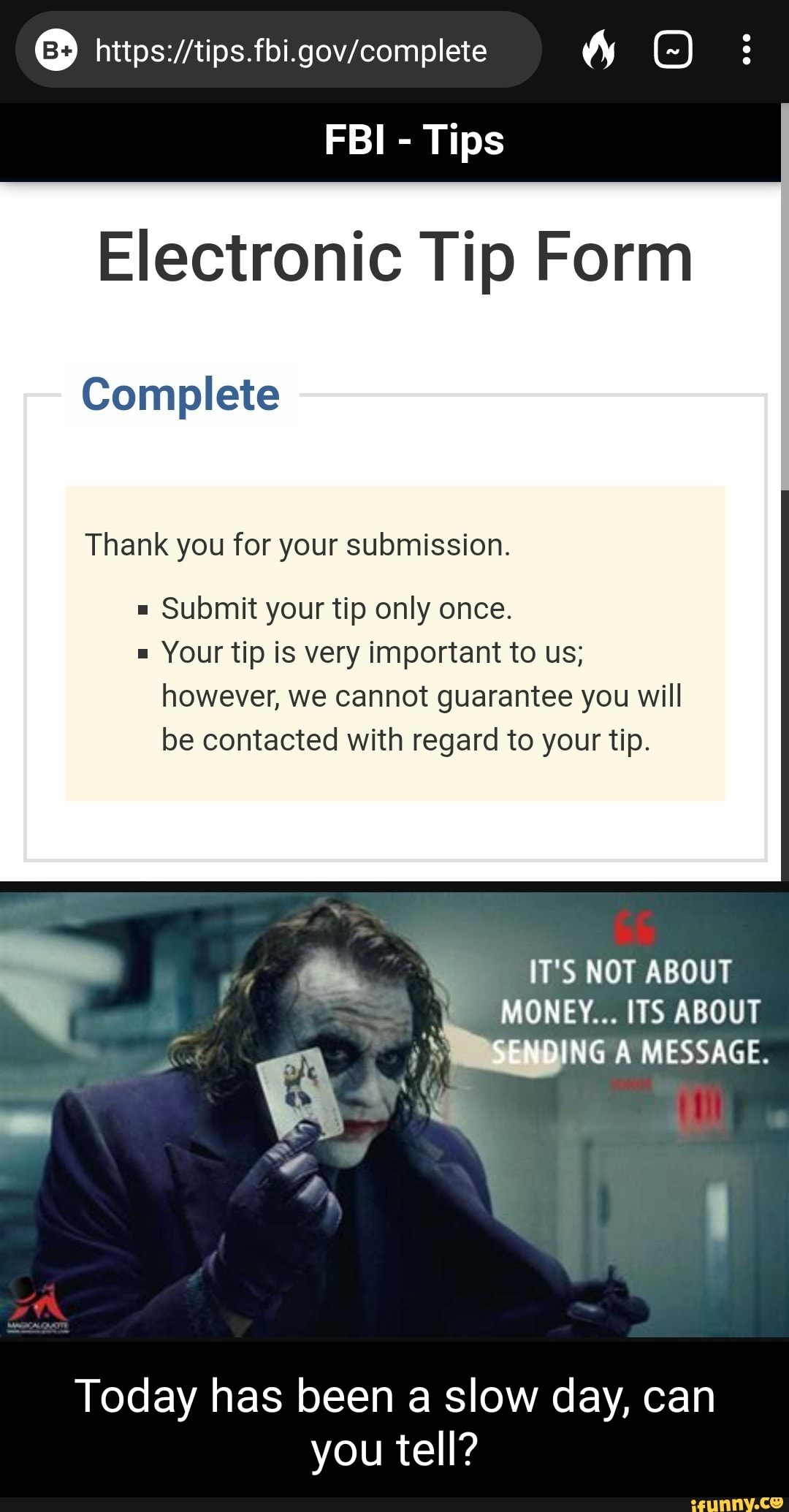 FBI - Tips Electronic Tip Form Complete Thank you for your submission ...