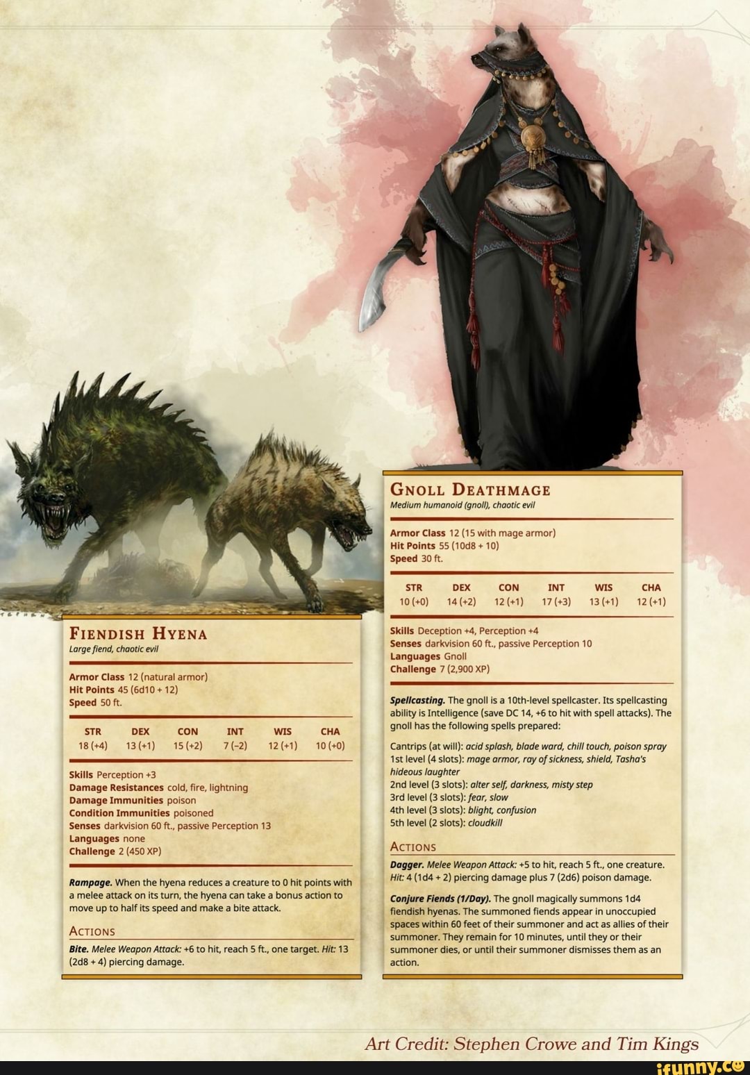 FIENDISH HYENA Large fiend, chaotic evil Armor Class 12 (natural armor ...