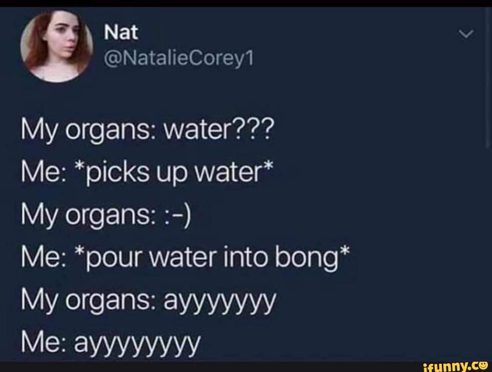 Nat @NatalieCorey1 My organs: water??? Me: *picks up water* My organs ...
