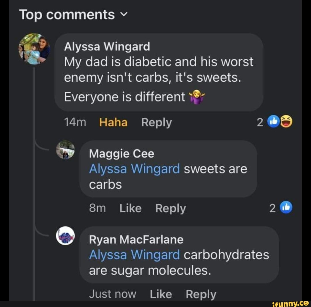Too comments v Alyssa Wingard My dad is diabetic and his worst enemy ...