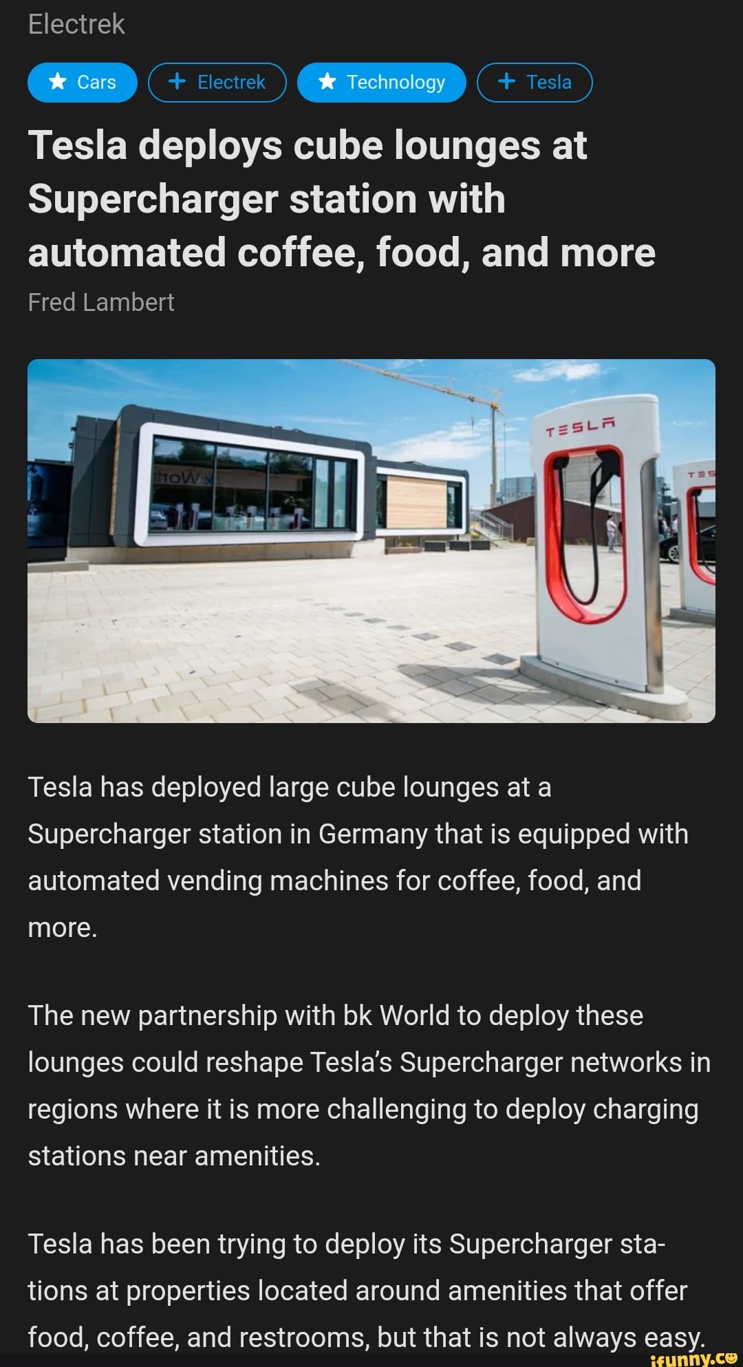Electrek * Cars Technology Tesla deploys cube lounges at Supercharger ...