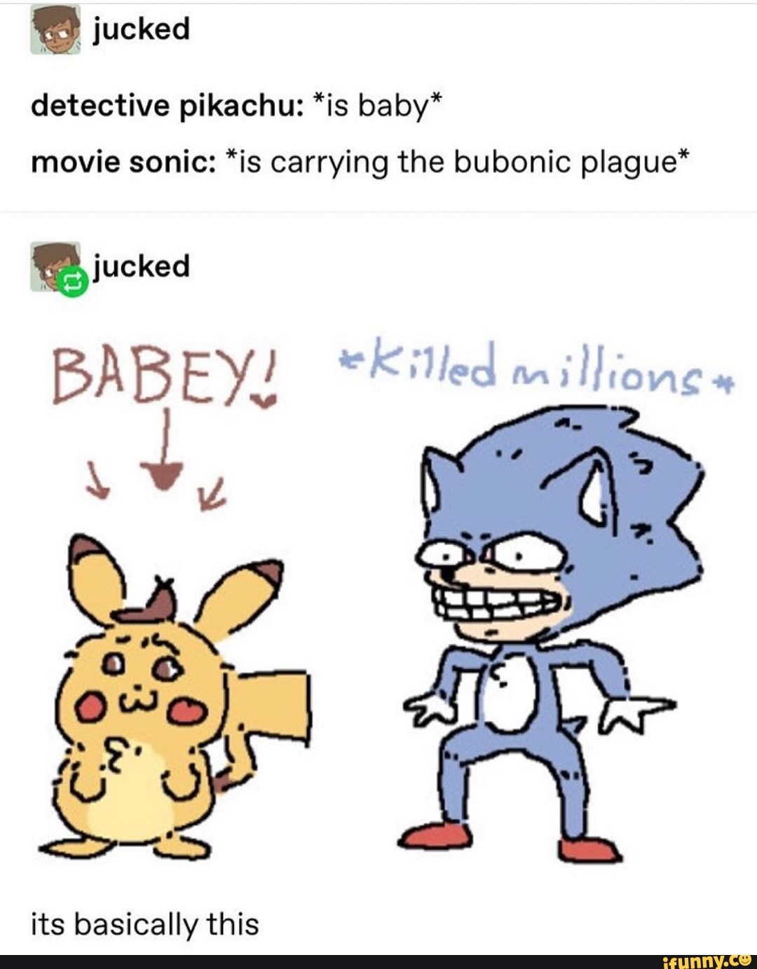 ' jucked detective pikachu: *is baby* movie sonic: *is carrying the ...