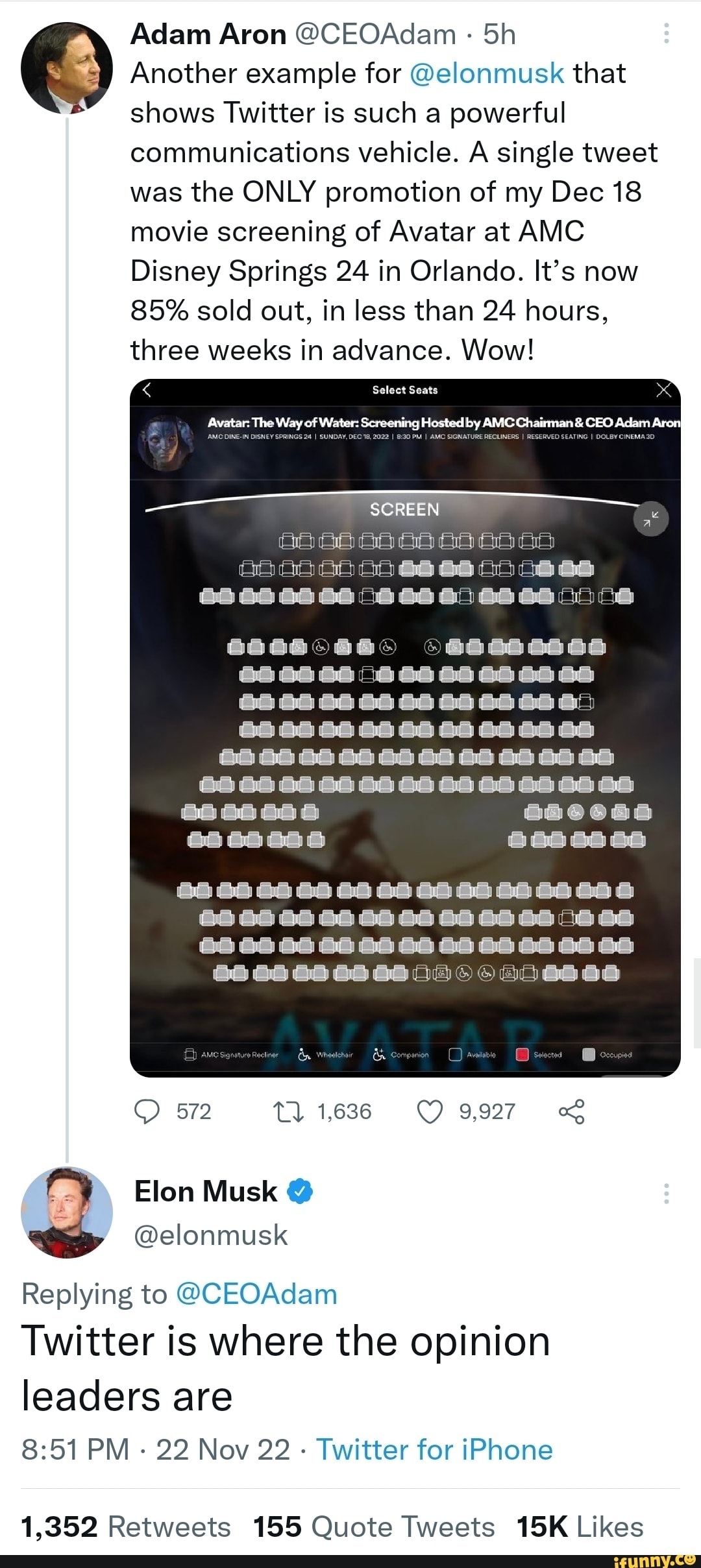 Adam Aron @CEOAdam Another example for @elonmusk that shows Twitter is ...