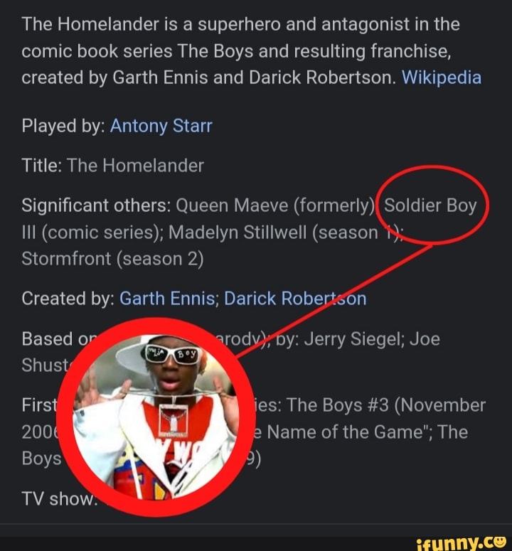 The Homelander is a superhero and antagonist in the comic book series ...