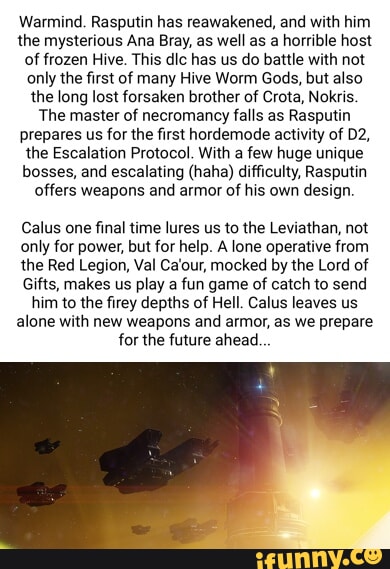 Warmind. Rasputin has reawakened, and with him the mysterious Ana Bray ...