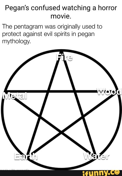 Pegan's confused watching a horror movie. The pentagram was originally ...