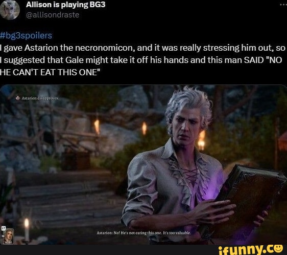 Allison is playing @allisondraste #bg3spoilers I gave Astarion the ...