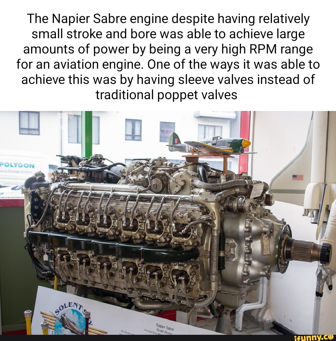 The Napier Sabre engine despite having relatively small stroke and bore ...