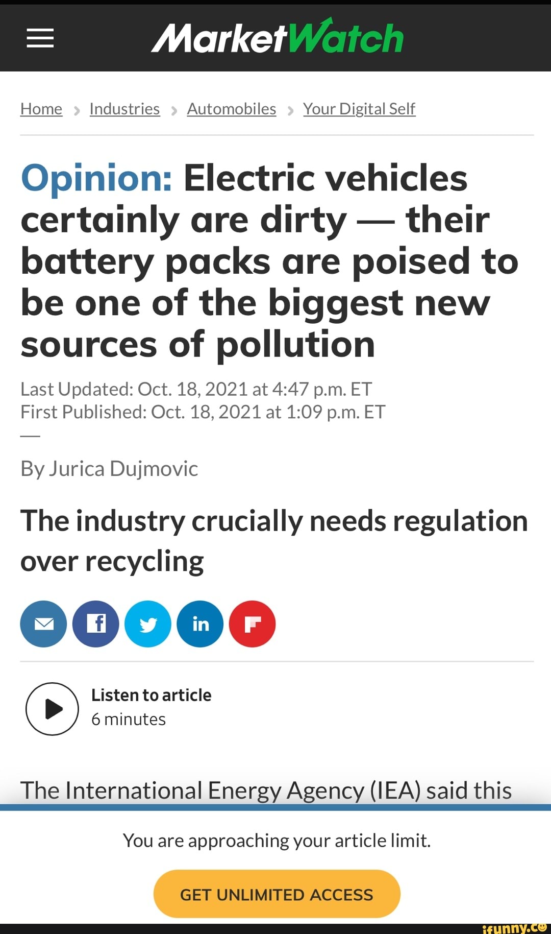 Market Home Industries Automobiles Your Digital Self Opinion: Electric ...