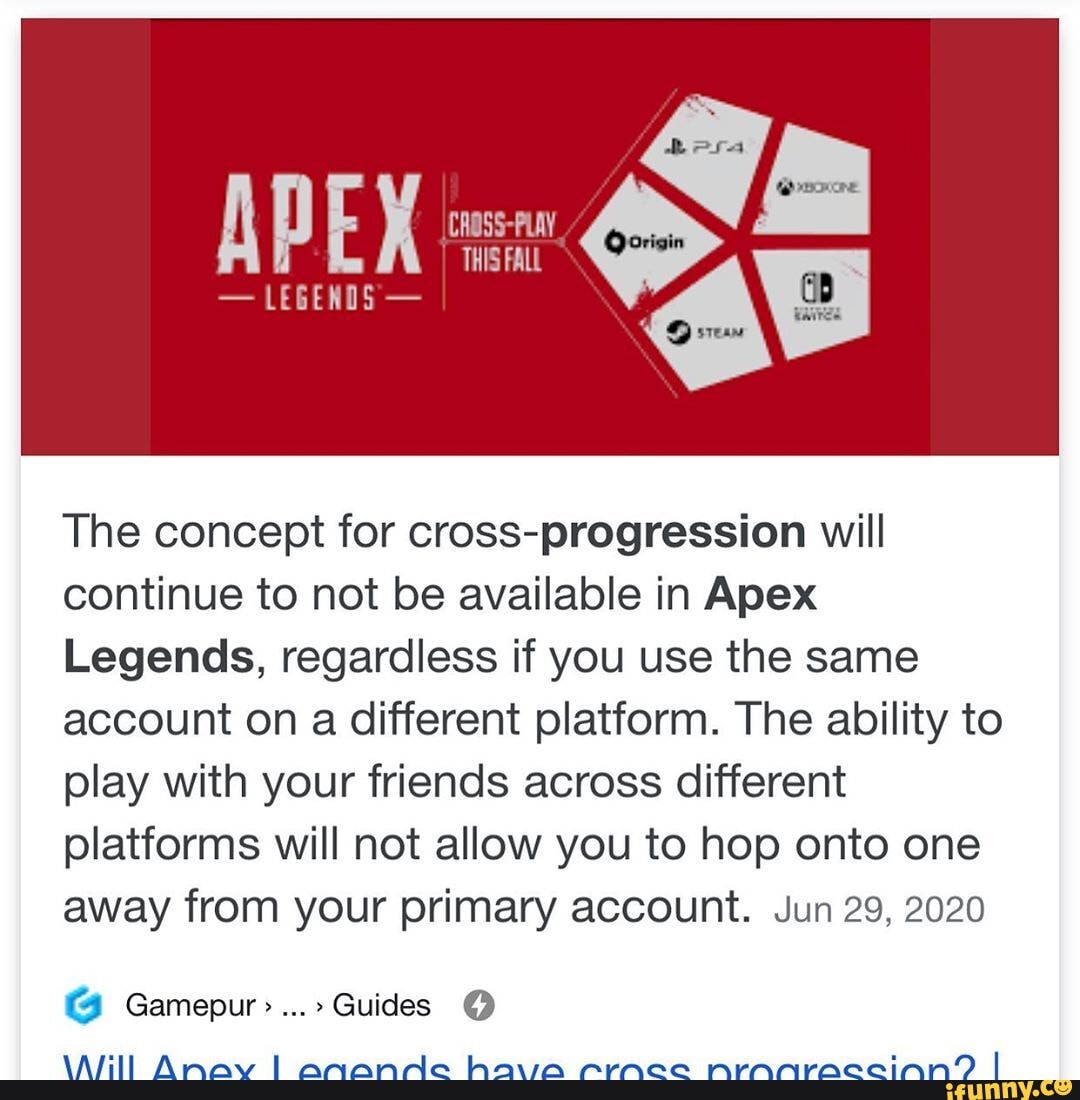 CROSS-PLAY THIS FALL - LEGENDS - The concept for cross-progression will continue to not be ...