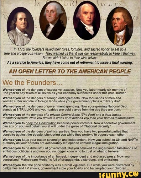 In 1776, the founders risked their "Ives, fortunes, and sacred set up a ...