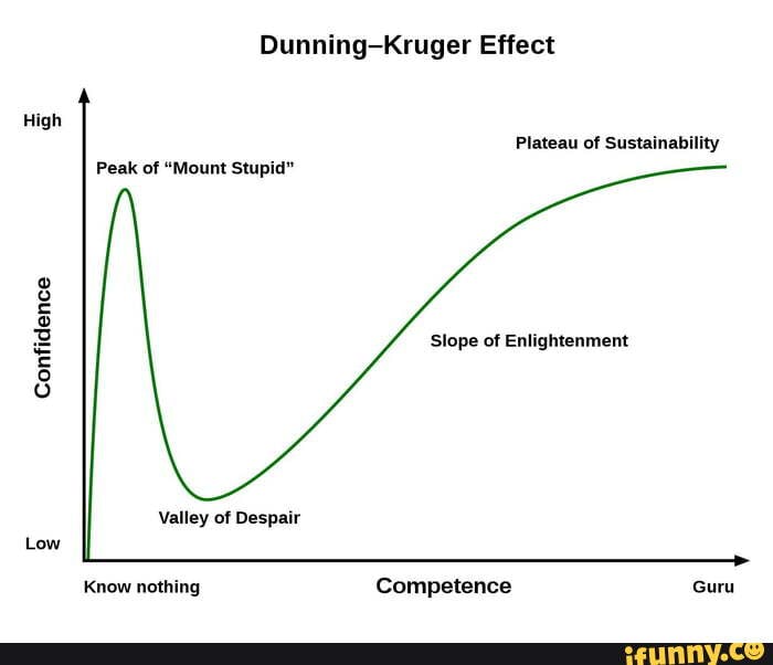 Dunning-Kruger Effect High Plateau of Sustainability Peak of "Mount ...