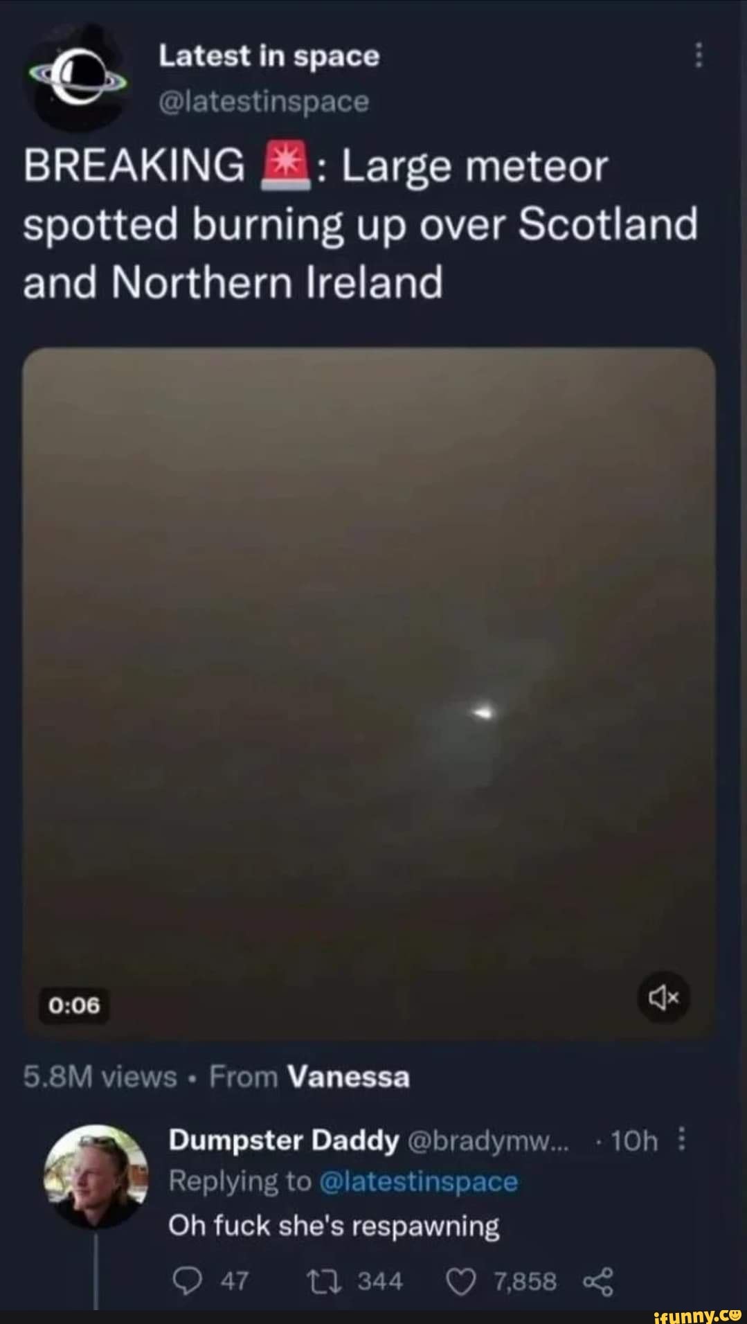 Latest in space SS at a BREAKING Large meteor spotted burning up over ...