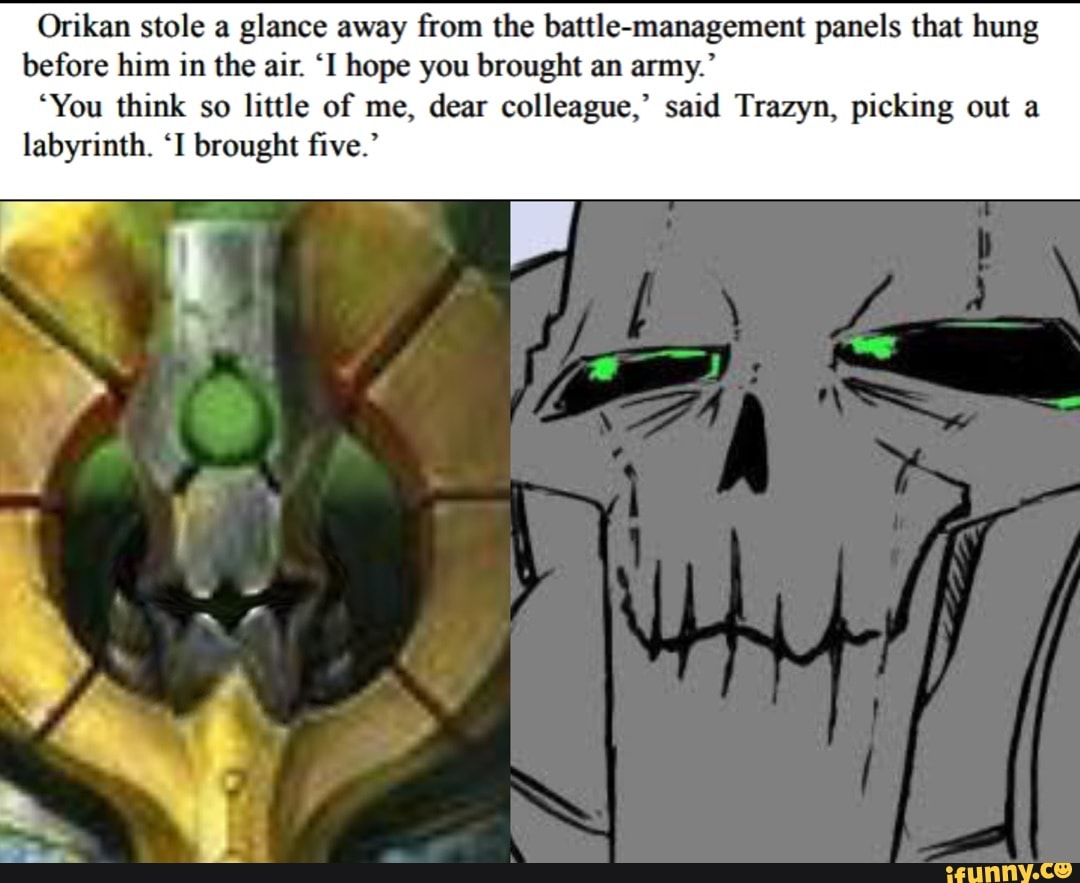 Orikan stole a glance away from the battle-management panels that hung ...