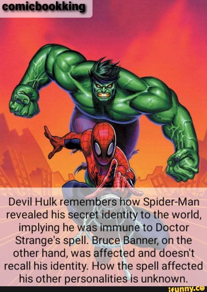 Comichookking Devil Hulk remembers how Spider-Man revealed his secret ...