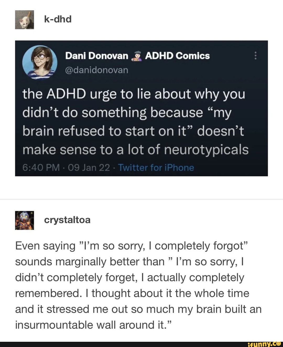 K-dhd Dani Donovan ADHD Comics Ddanidonovan the ADHD urge to lie about ...