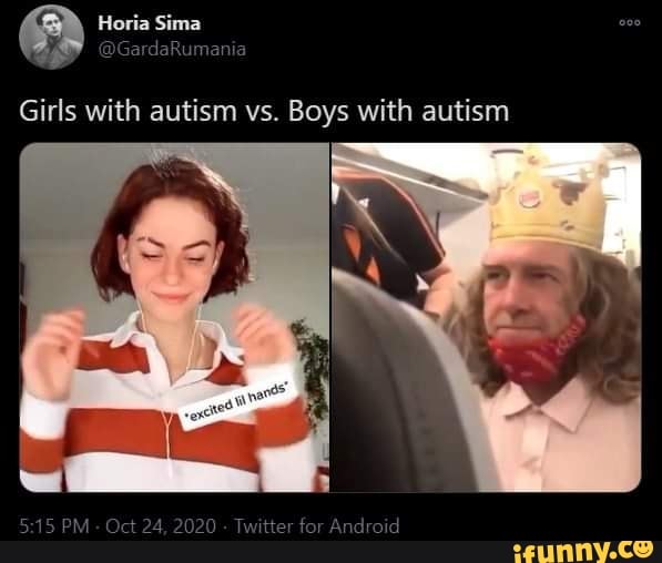 Girls with autism vs. Boys with autism - iFunny