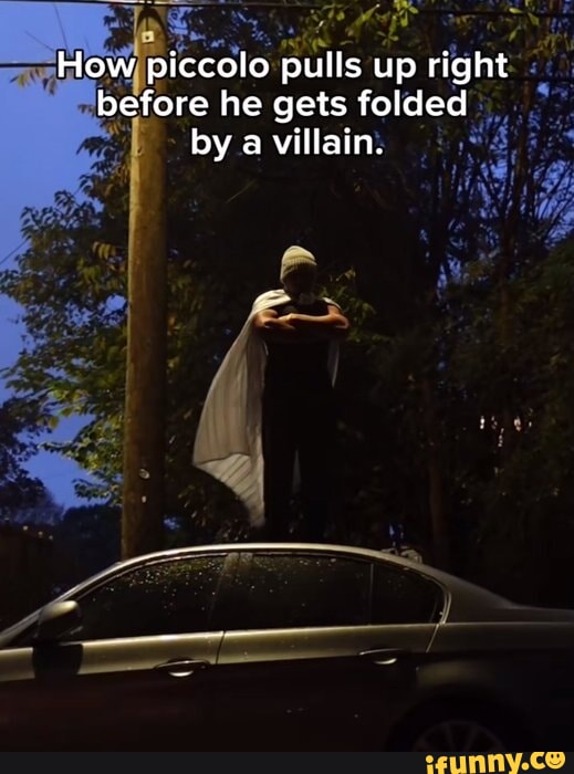 How piccolo pulls up right before he gets folded by a villain. - iFunny