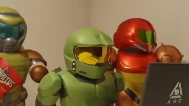 Spongebob react Doom Guy Master Chief Samus - )